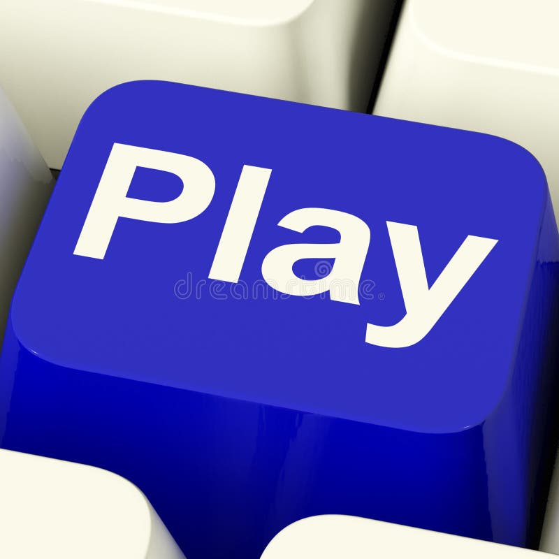 Play Computer Key in Blue for Playing Media Stock Photo - Image of blue ...