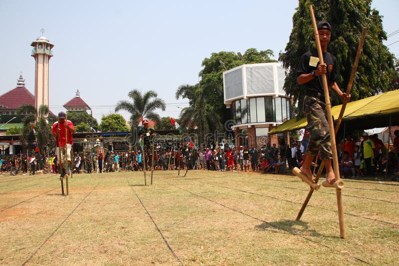 Play Egrang, a Traditional Game from Indonesia. Editorial Photo - Image ...