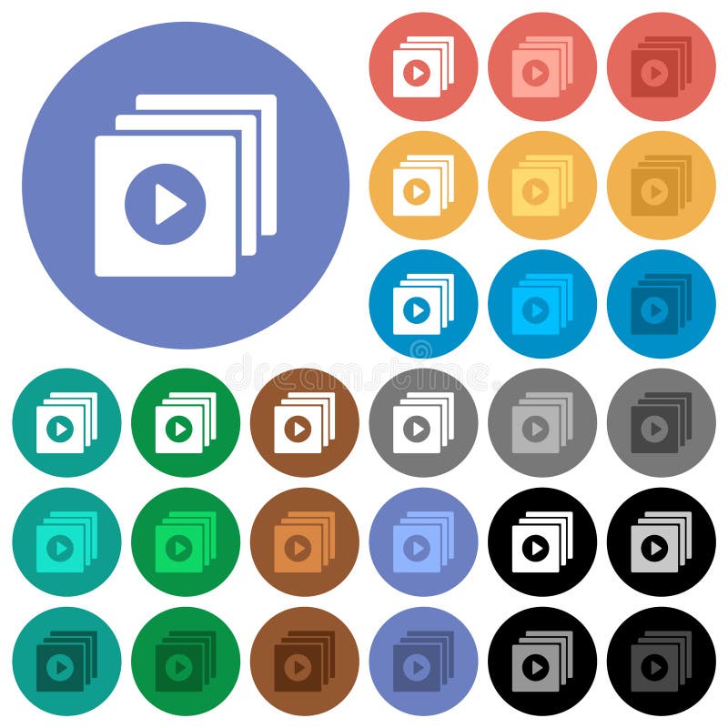 Play Files Solid Round Flat Multi Colored Icons Stock Vector ...