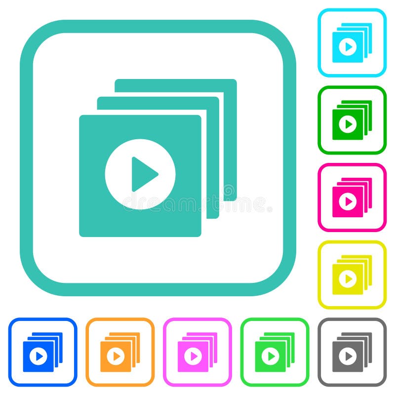 Play Files Solid Vivid Colored Flat Icons Stock Vector - Illustration ...