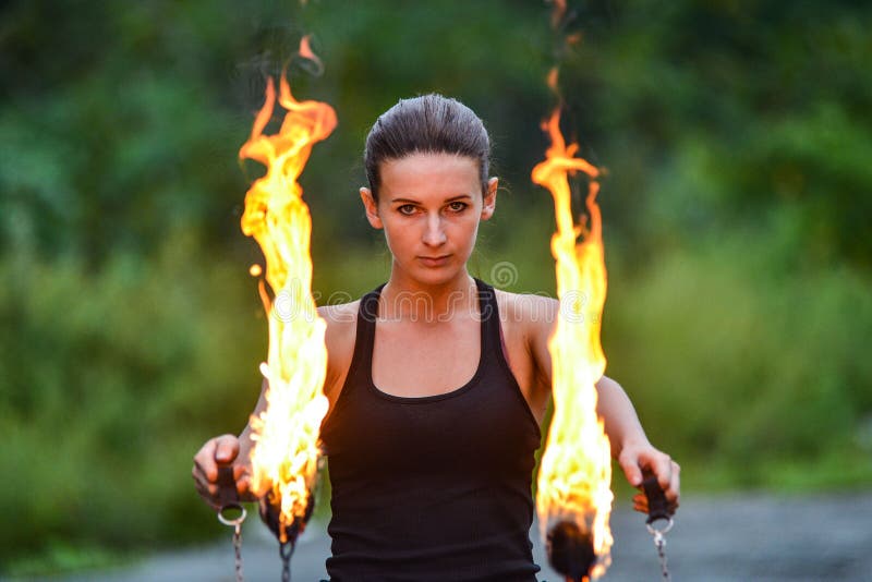Play with fire show stock photo. Image of beauty, fakir - 84222748