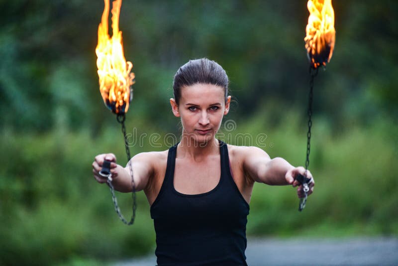 Play with fire show stock photo. Image of dangerous, dancer - 84223178