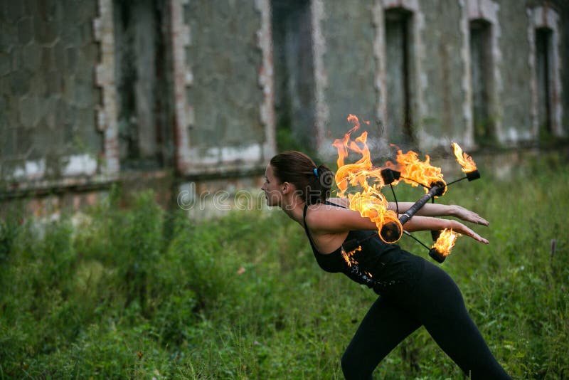 Play with fire show stock image. Image of circle, dangerous - 84223653