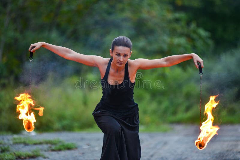 Play with Fire Show on the Shore of the Sea Stock Image - Image of ...