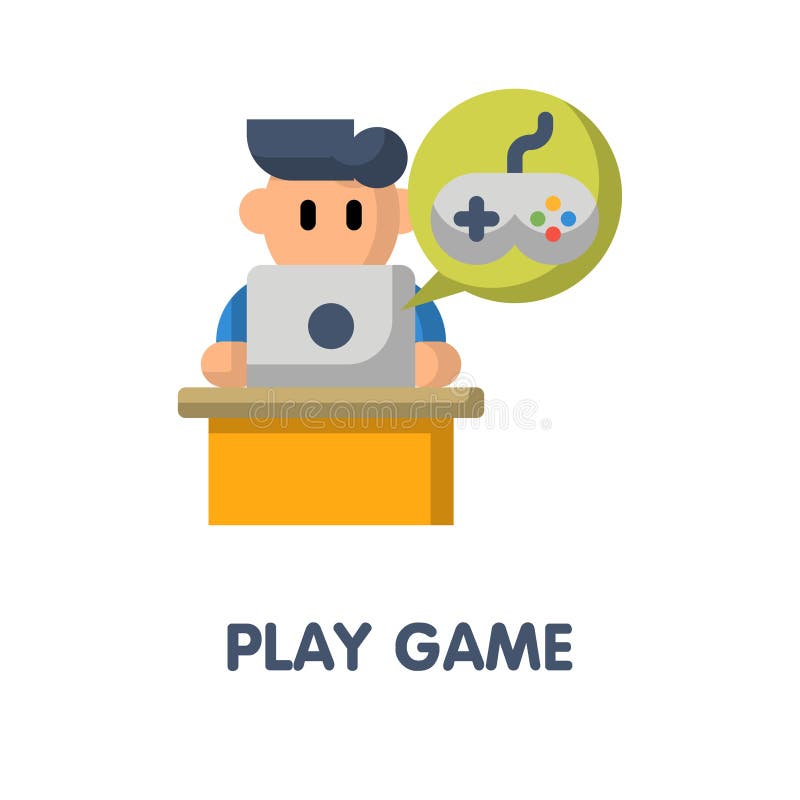 Play Game Flat Icon Style Design Illustration on White Background Stock ...