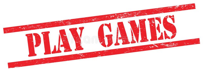 PLAY GAMES Text on Red Grungy Rectangle Stamp Stock Illustration ...
