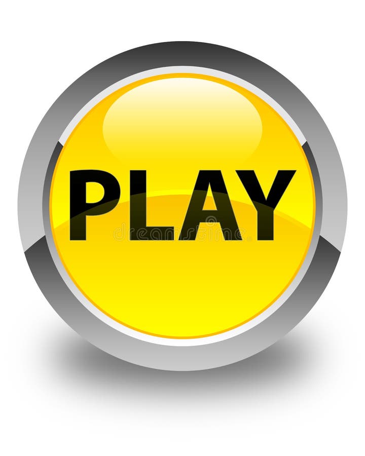 Play Glossy Yellow Round Button Stock Illustration - Illustration of ...