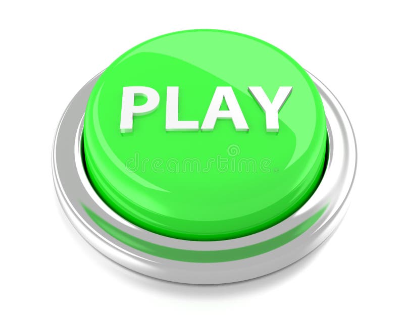 PLAY on Green Push Button. 3d Illustration Stock Illustration ...