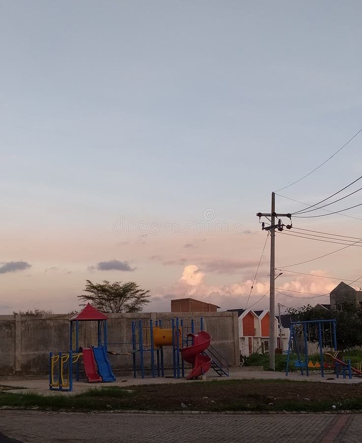 Play ground in evening stock image. Image of downtown - 221931479