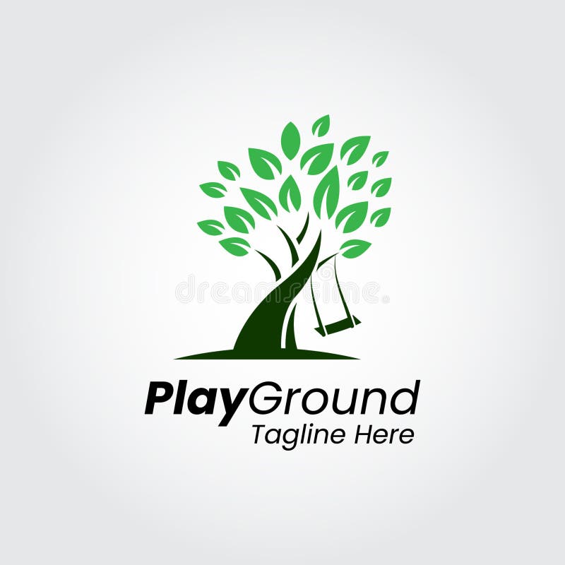 Play Ground Logo Design Template with Tree. Stock Vector - Illustration ...