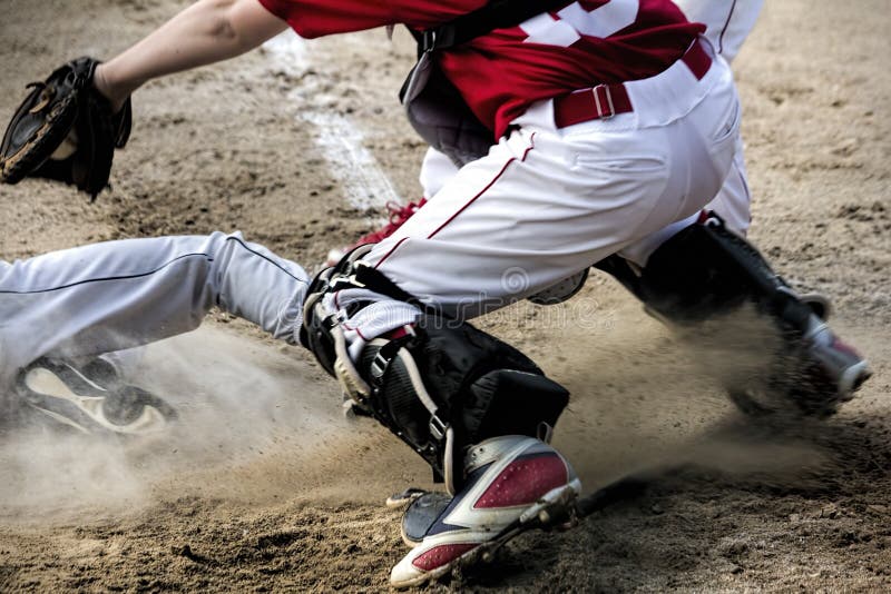 Sliding into Home Plate stock image. Image of excitement - 574973