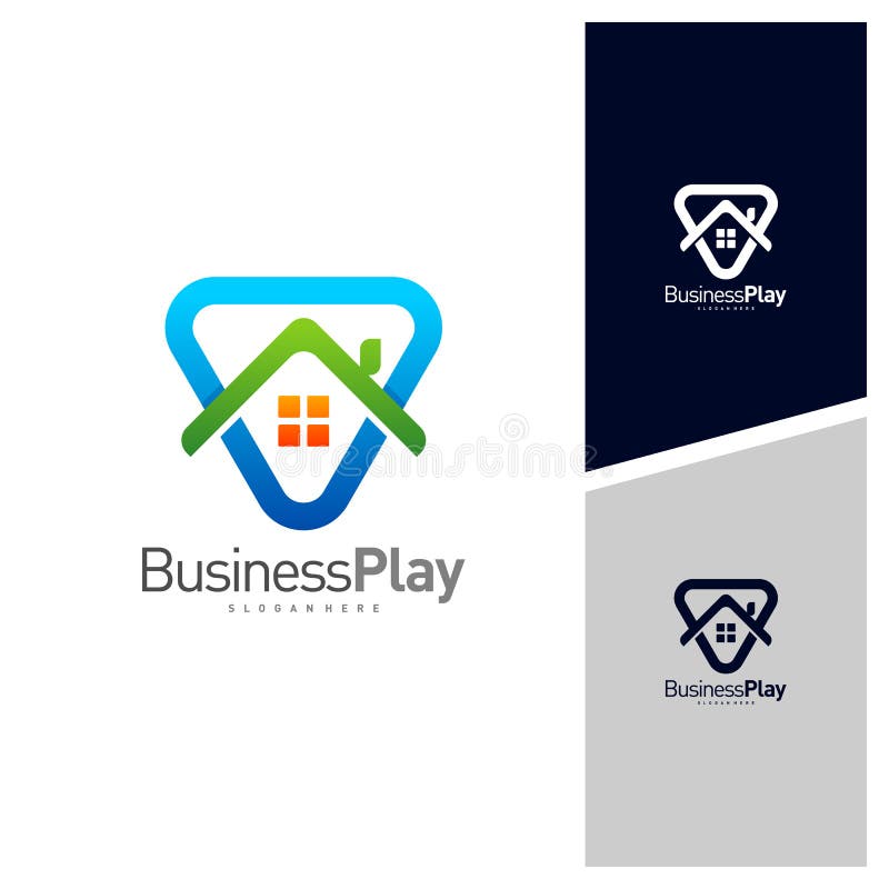 House Play Button Vector Logo Stock Illustrations – 358 House Play ...