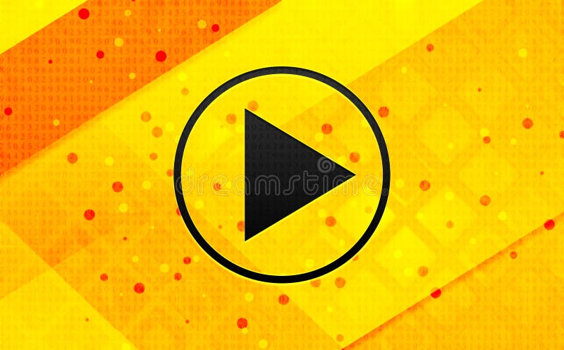 Play Icon Abstract Digital Banner Yellow Background Stock Illustration ...