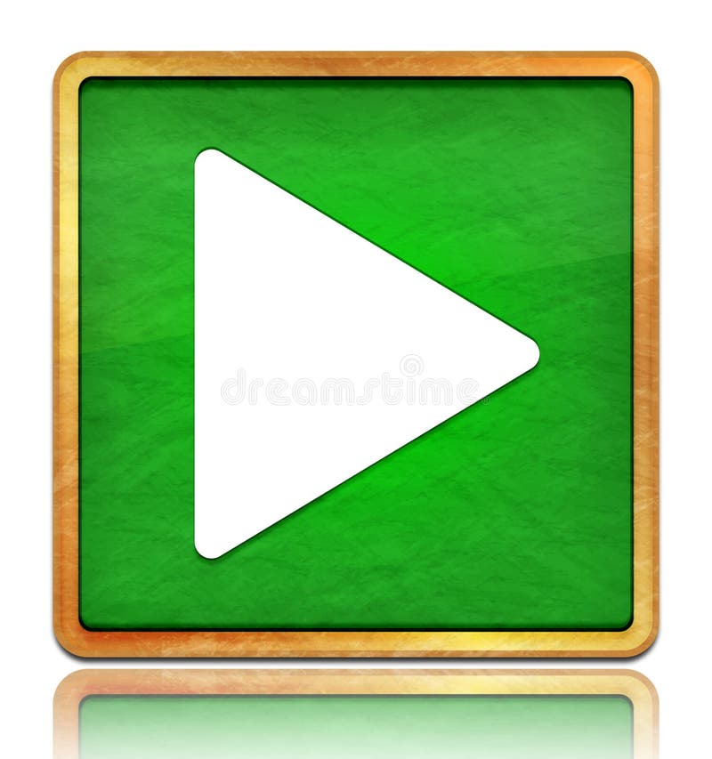Play Icon Chalk Board Green Square Button Slate Texture Wooden Frame ...