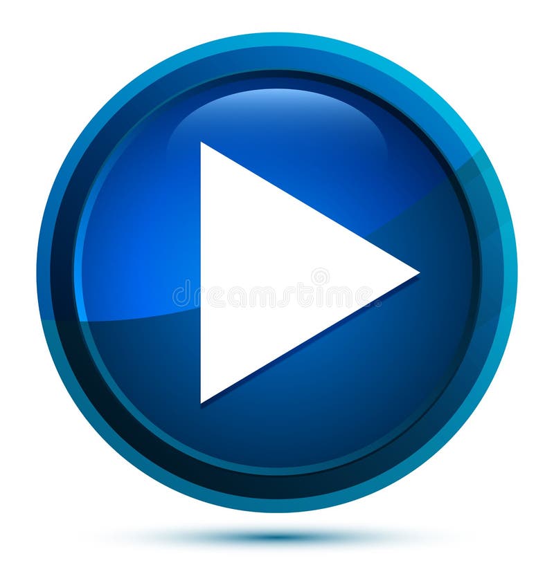 Play Icon On Glossy Blue Round Button Stock Illustration - Illustration ...