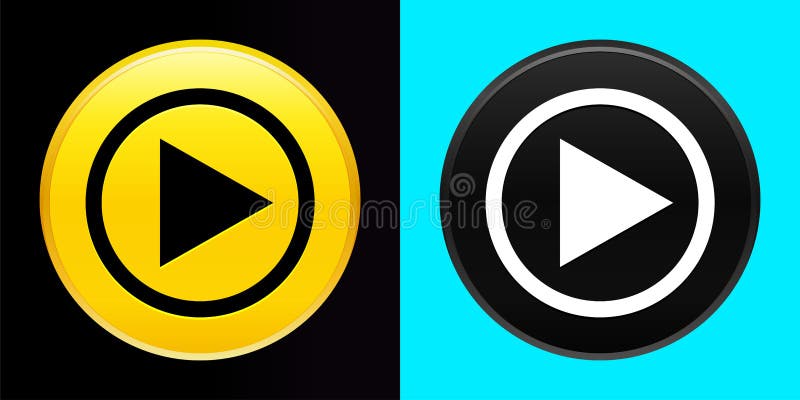 Play Icon Flat Exclusive Button Set Stock Vector - Illustration of ...