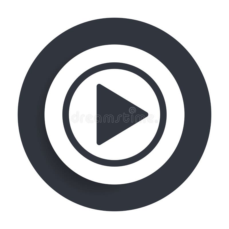 Play Icon Flat Vector Round Button Clean Black and White Design Concept ...