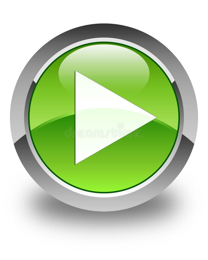 Play Icon Glossy Green Round Button Stock Illustration - Illustration ...