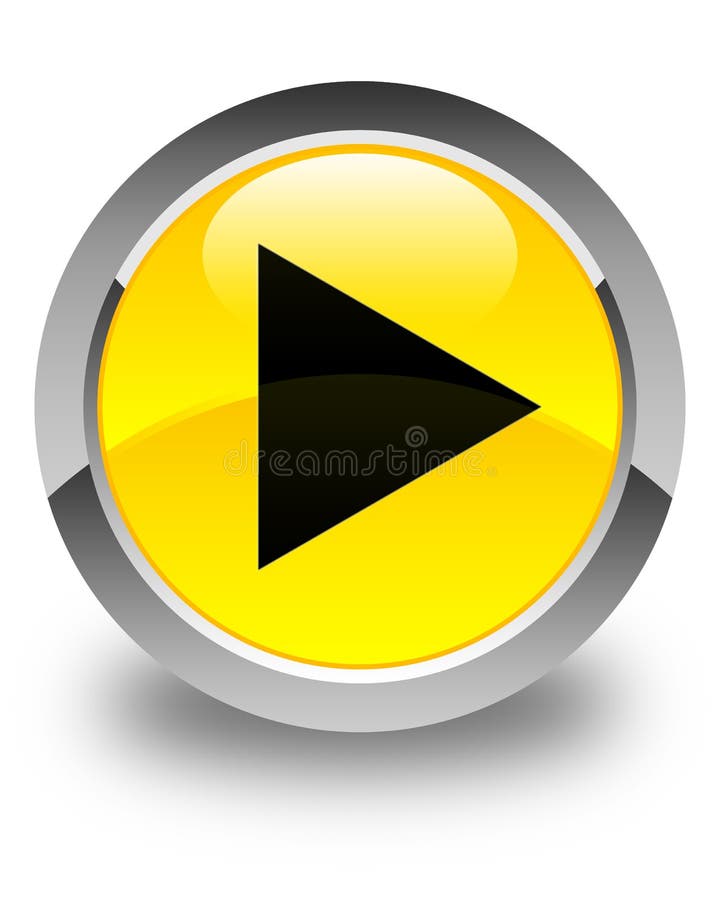Play Icon Glossy Yellow Round Button Stock Illustration - Illustration ...