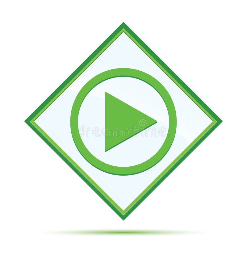 Play Icon Modern Abstract Green Diamond Button Stock Illustration ...
