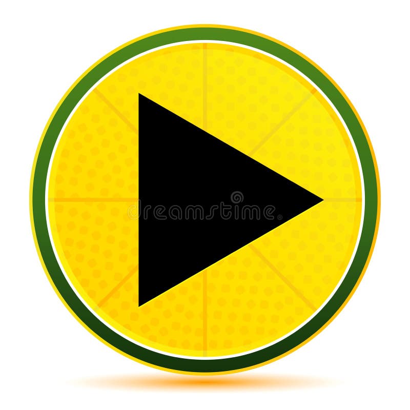Play Icon Lemon Lime Yellow Round Button Illustration Stock ...
