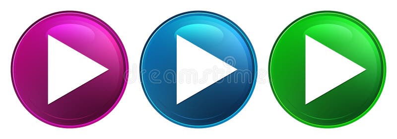 Play Icon Magic Glass Design Round Button Set Illustration Stock Vector ...