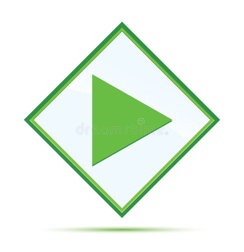 Play Icon Modern Abstract Green Diamond Button Stock Illustration ...