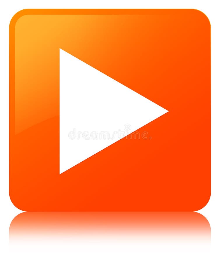 Play Icon Orange Square Button Stock Illustration - Illustration of ...