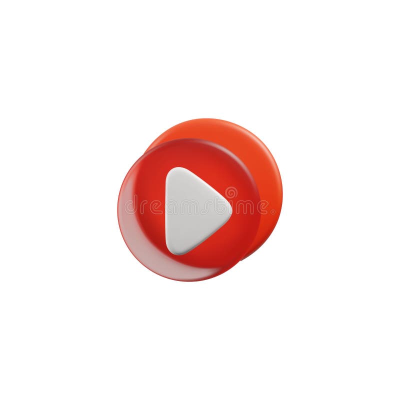 Play Icon, Red Round and White Triangle, Isolated Vector Object Stock ...