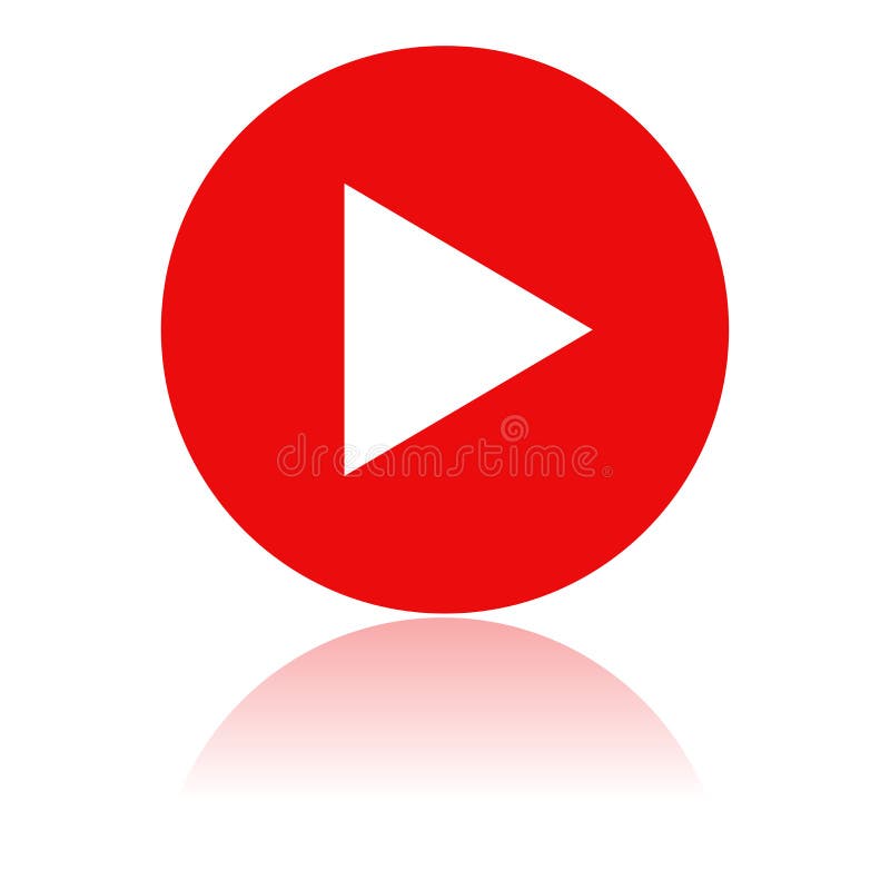 PLAY Icon. Round Red Icon with Reflection Stock Vector - Illustration ...