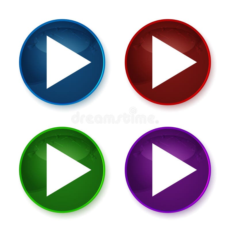 Play Icon Shiny Round Buttons Set Illustration Stock Vector ...