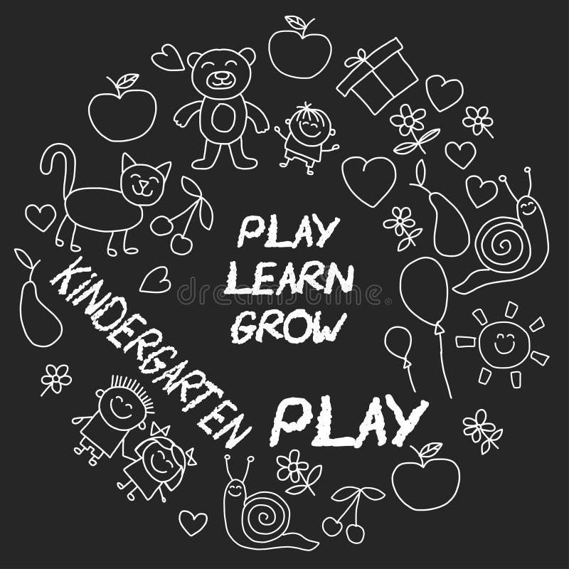 Play Learn and Grow Together Image on Blackboard Stock Vector - Illustration of together, grow ...
