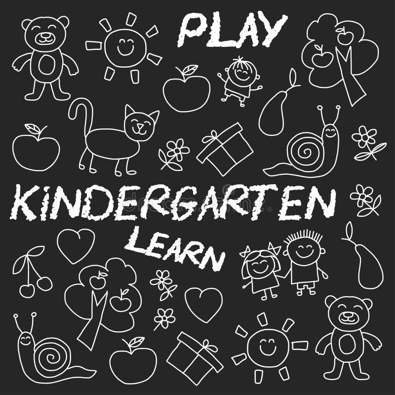Play Learn and Grow Together Image on Blackboard Stock Vector ...