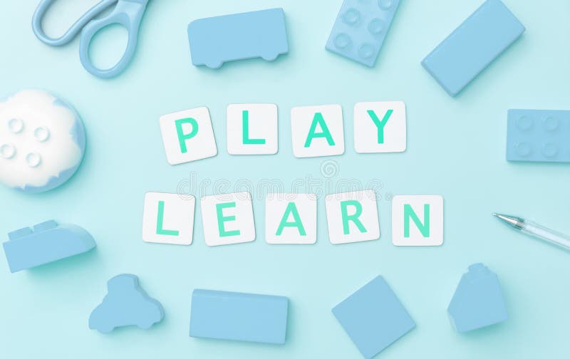 Play Learn with Toy and Blue Objects for Child Education Concept Stock ...