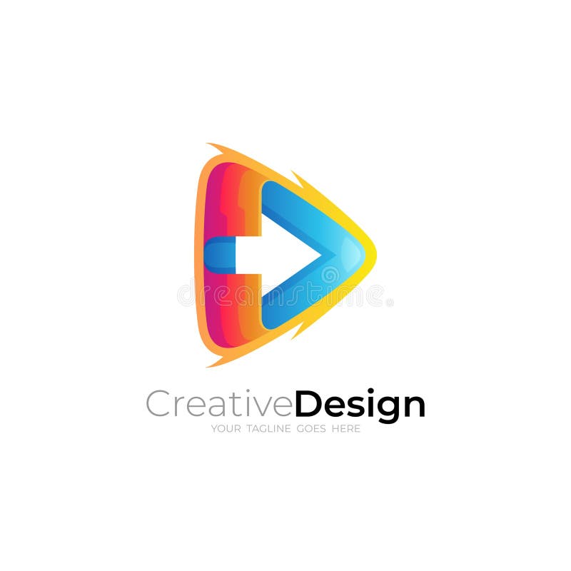 Play Logo and Arrow Design Combination, Swoosh Icon Stock Vector ...