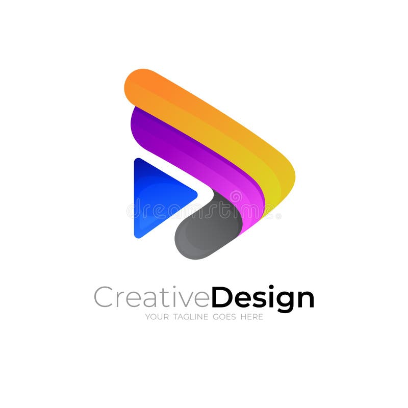 Play Logo Colorful with 3d Style, Triangle Icon Template Stock Vector ...