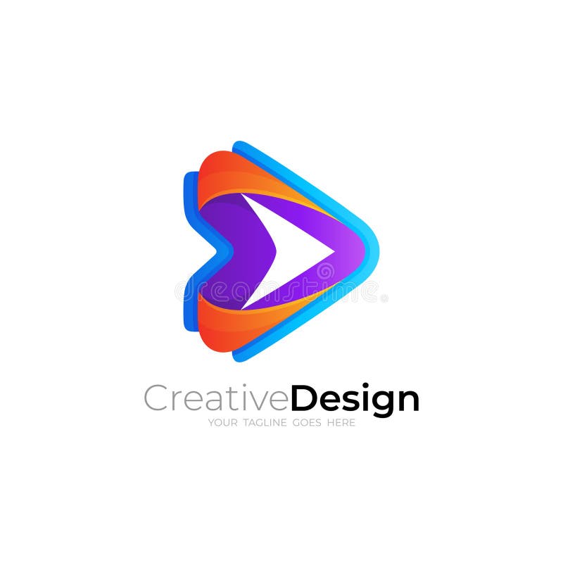 Play Logo and Colorful Design Technology, Audio Icon Colorful Stock ...