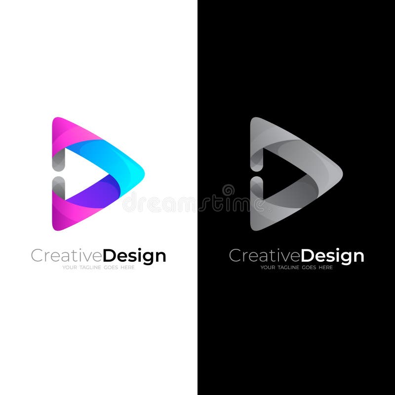 Play Logo with 3d Colorful Design, Arrow Icon Template Stock Vector ...