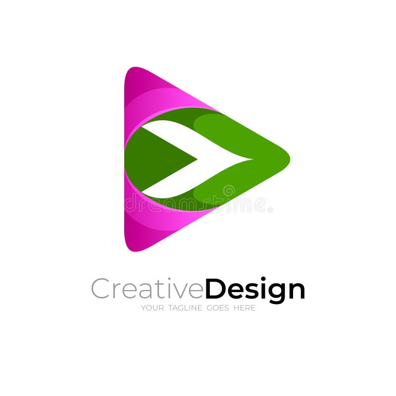 Play Logo Design Vector, Triangle Design with Colorful Logos Stock ...