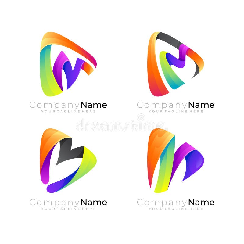 Play Logo and Letter M Design Templat Stock Vector - Illustration of ...