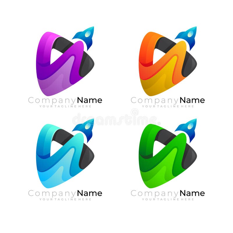 Play Logo with Rocket Design Technology, Colorful Icon Stock Vector ...
