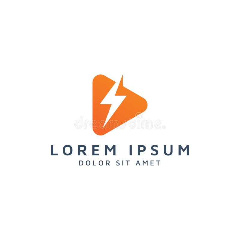 Play Media and Lightning Negative Space Logo Design Stock Vector ...