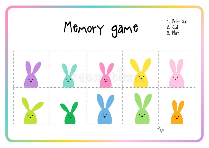 Play Memory Game. Easter Bunny Family. Printable Stock Vector ...
