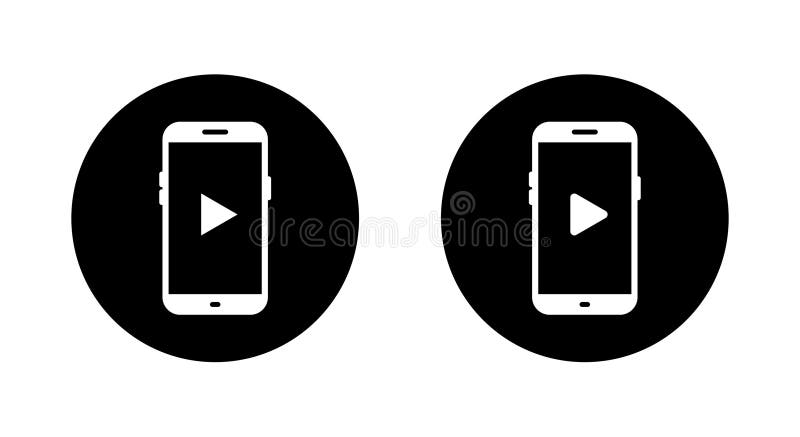 Play on Mobile Phone Screen Icon. Streaming Video on Cellphone Display ...
