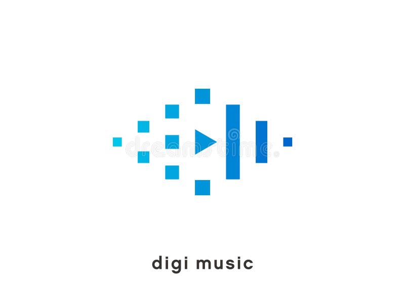 Play Music Digital Logo. Pixel Media Connection Technology Design Stock ...