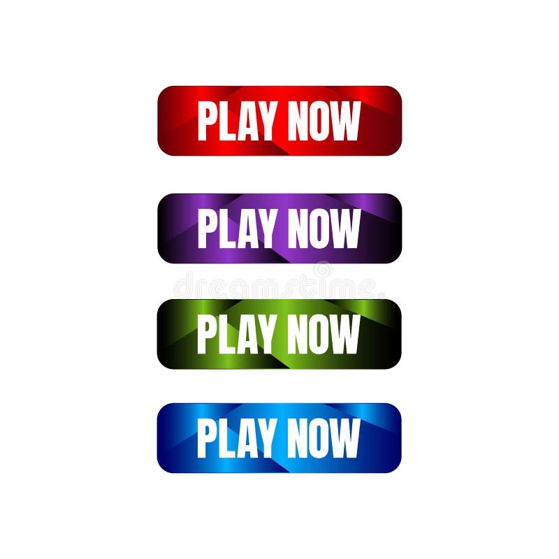 Play Now Button Four Colored Editable Call To Action Buttons Vector ...