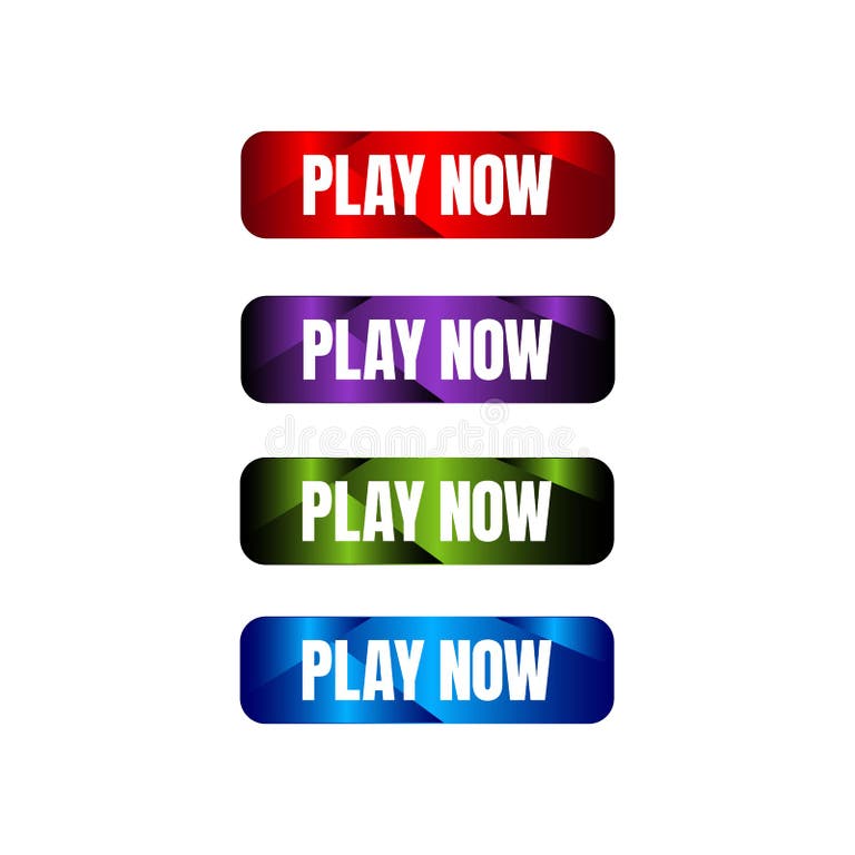 Play Now Button Four Colored Editable Call To Action Buttons Vector ...