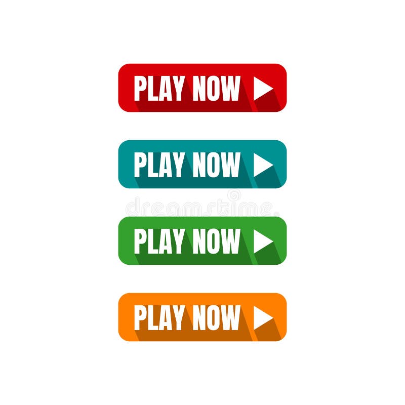 Play Now Button Four Colored Editable Call To Action Buttons Vector ...