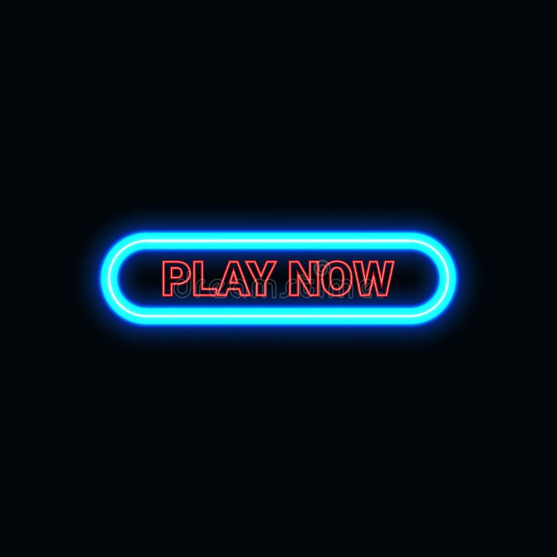 Play Now Button Neon Icon for Website and UI Material. Vector ...