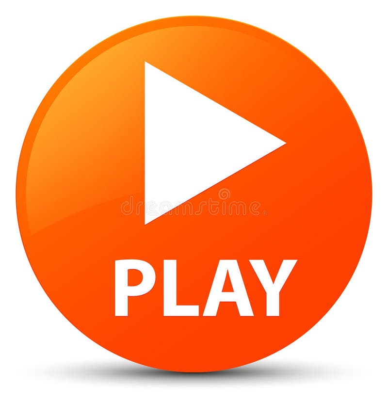 Play orange round button stock illustration. Illustration of stream ...